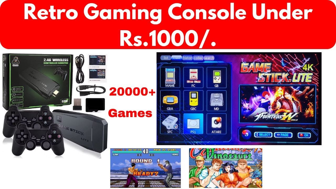 Gaming Stick Lite 4k | Retro Gaming Console Under 1200 | Retro Game Box ...