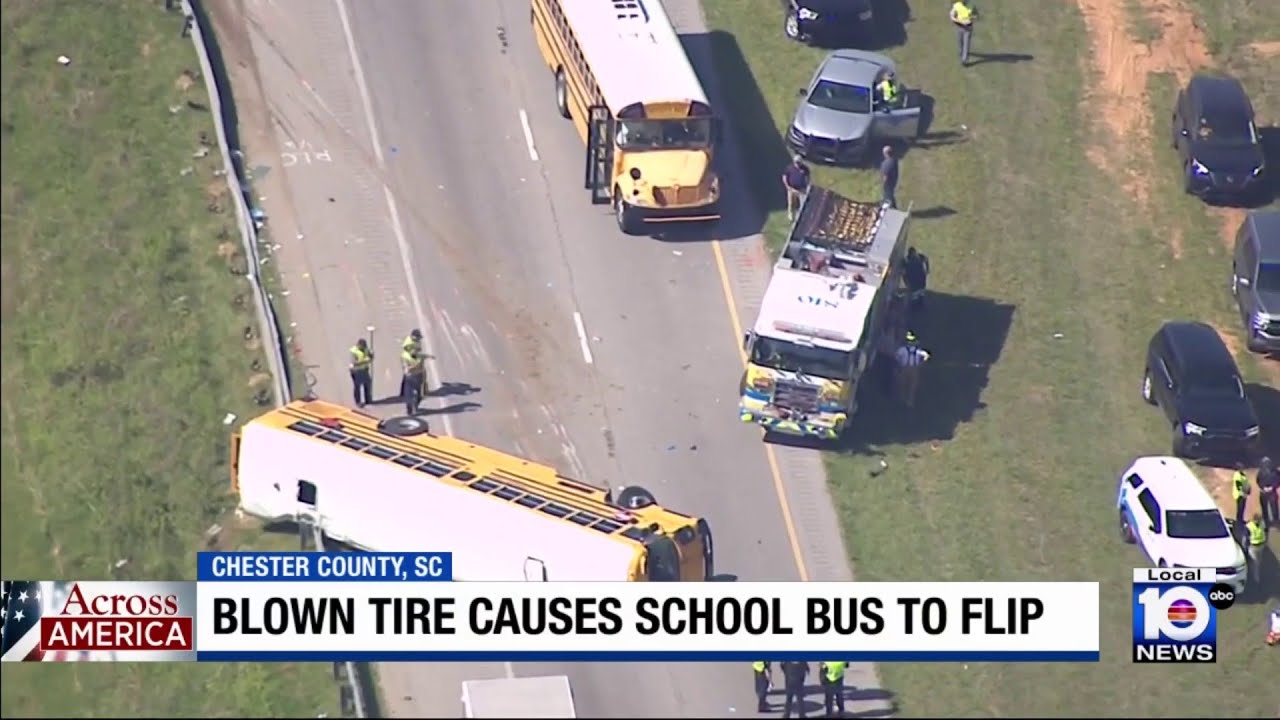 21 students injured after school bus flips over in South Carolina - YouTube