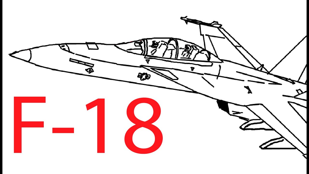 F-18 Hornet fighter jet drawing step by step tutorial - YouTube