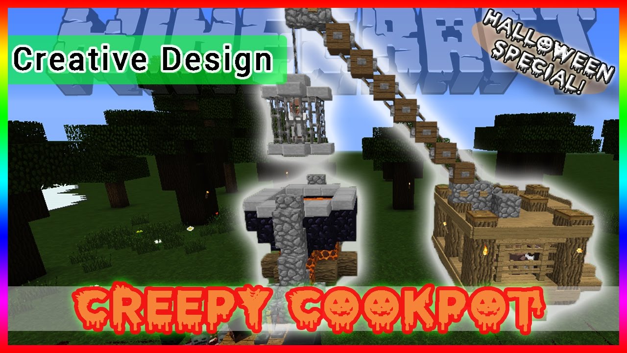 Minecraft: How to make a Creepy Halloween Cookpot! (SSS Design) - YouTube