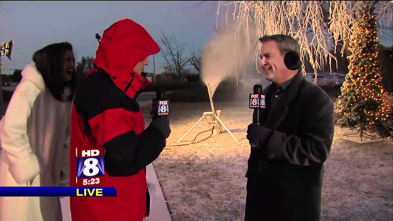 WGHP FOX 8'S VAN DENTON MAKES SNOW IN STATION PARKING LOT - YouTube