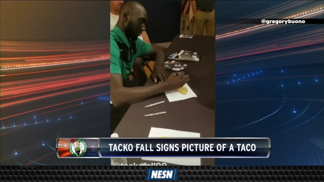 Tacko Fall Signs Picture Of A Taco - YouTube