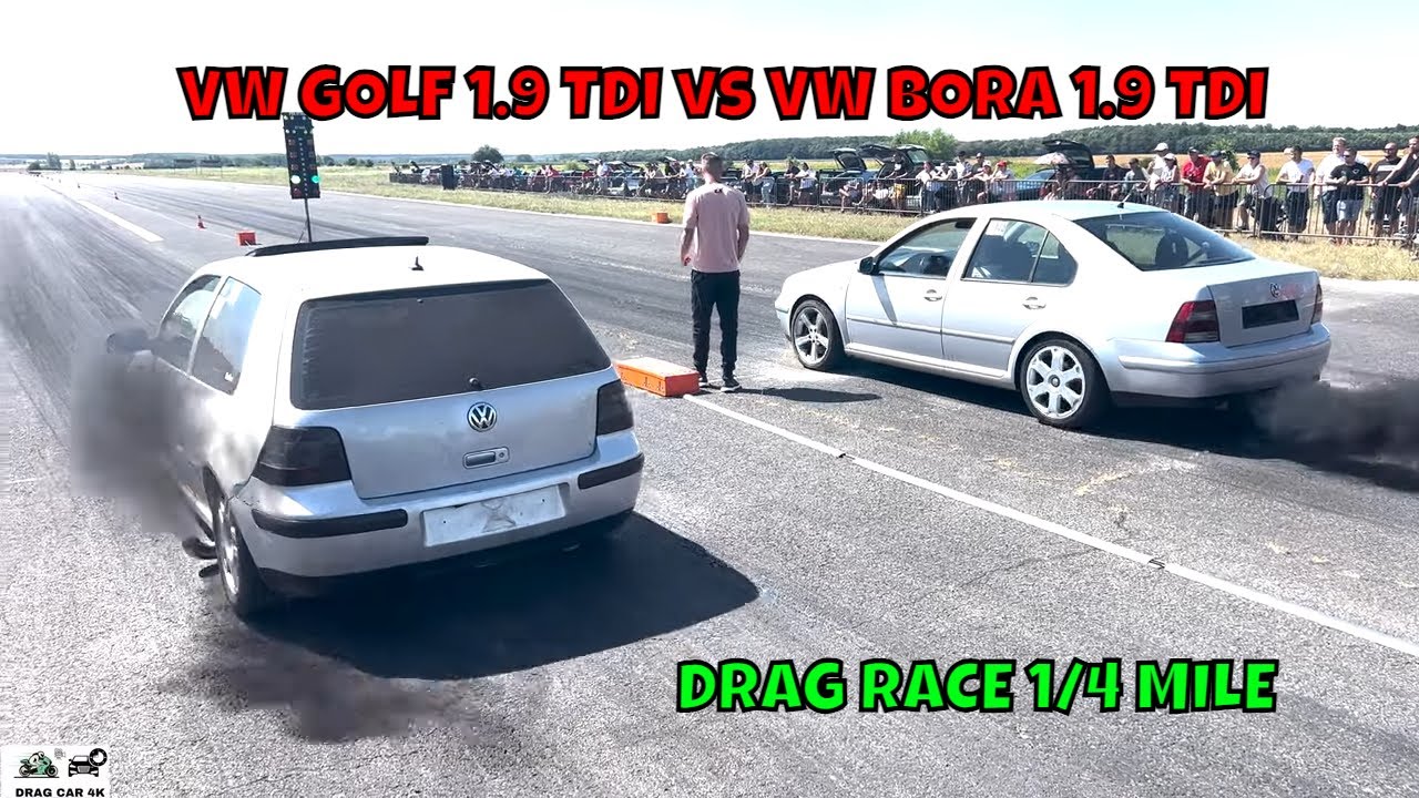 VW GOLF 1.9 TDI vs VW BORA 1.9 TDI drag race 1/4 mile🚦🚗 - 4K UHD - YouTube