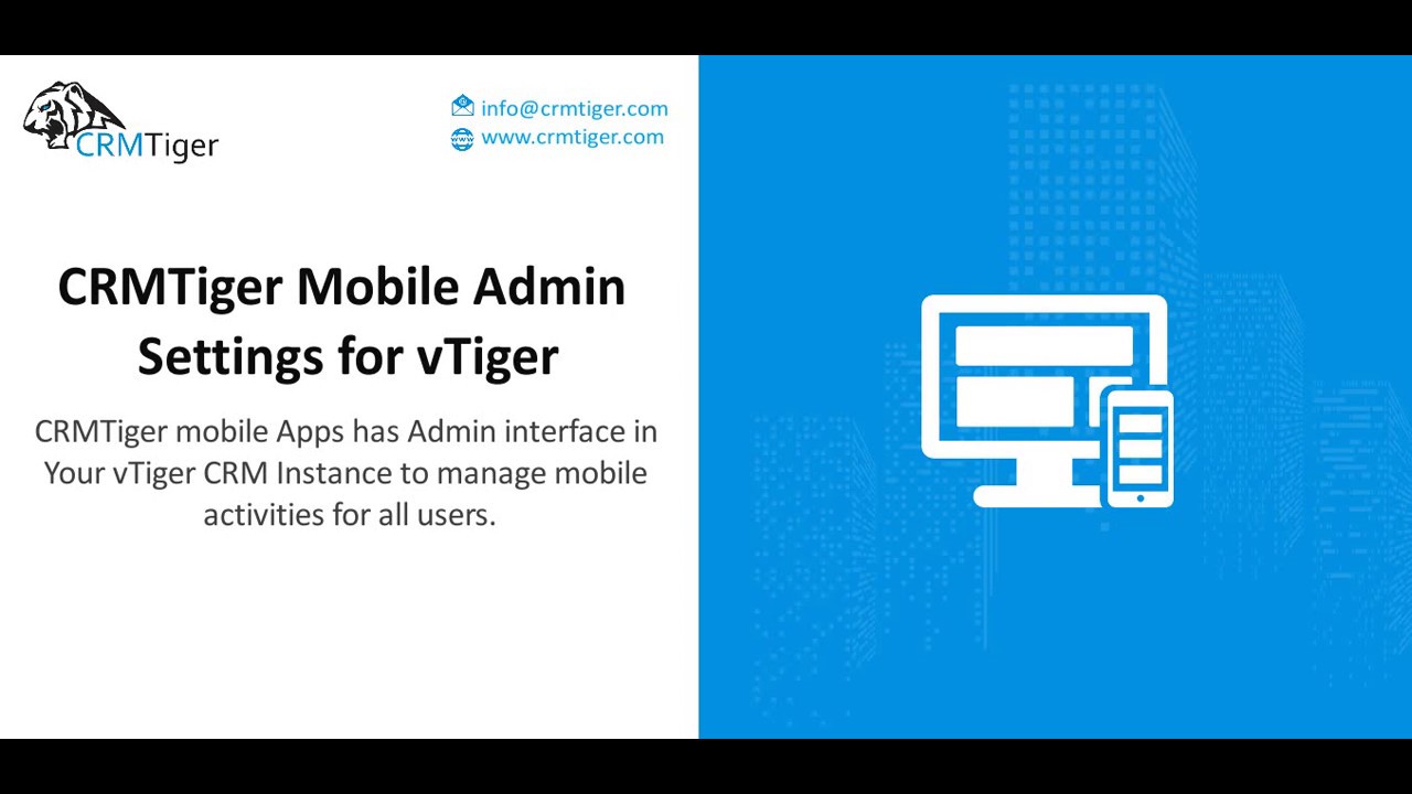CRMTiger mobile Admin settings for vTiger - YouTube