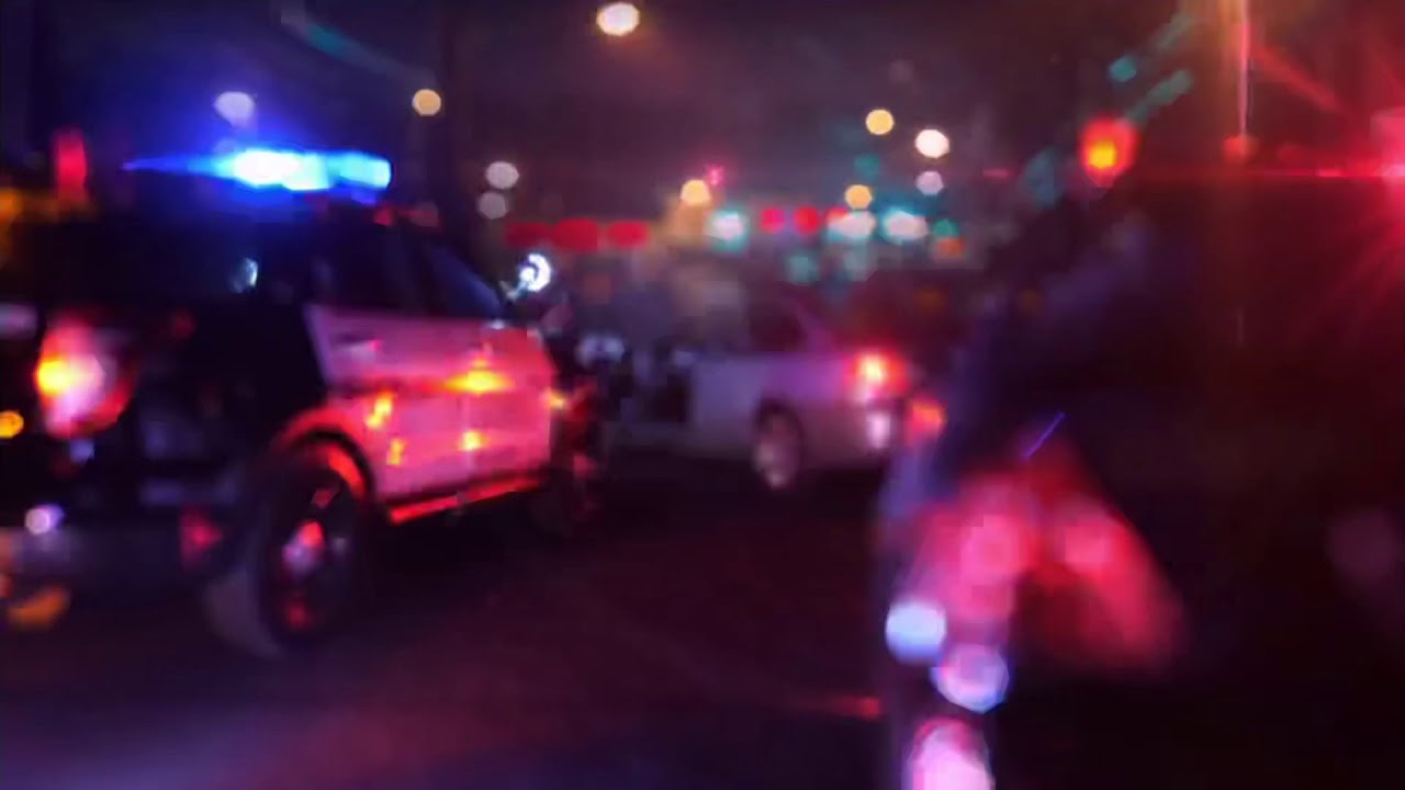 Police Patrol Car at Scene of Emergency (Optical Lens Defocus ...