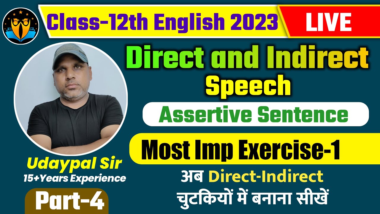 Class-12 Direct and Indirect Speech in English Grammar || Narration in ...