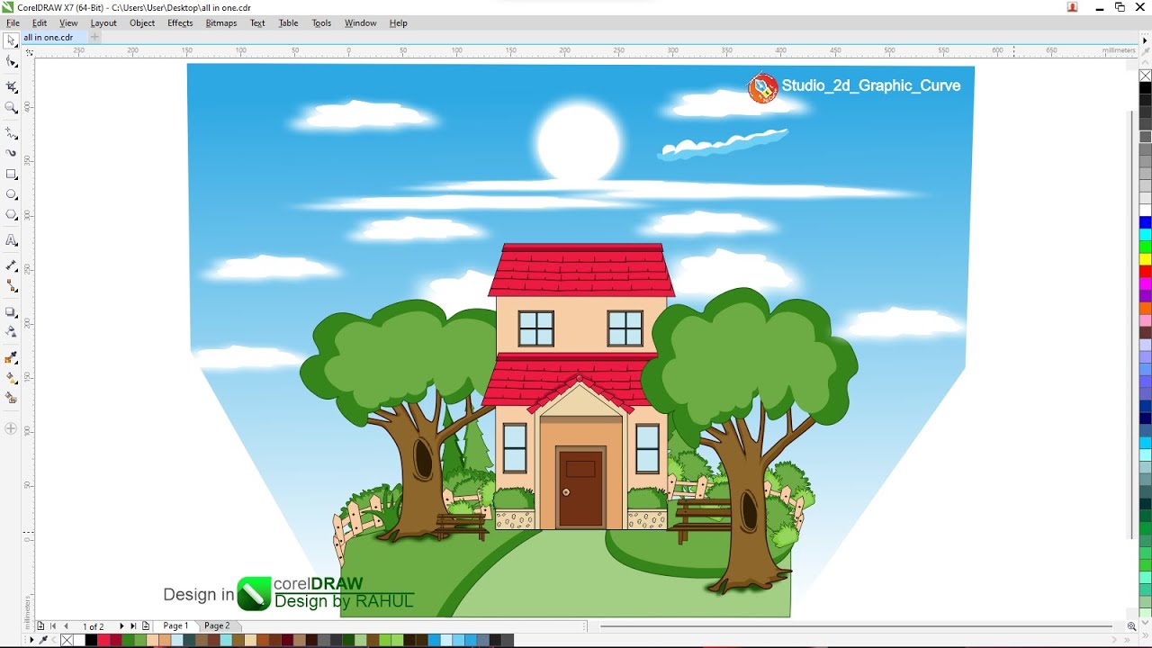 Using Corel Draw to Make Cartoon Village Home | How to Make Cartoon in ...