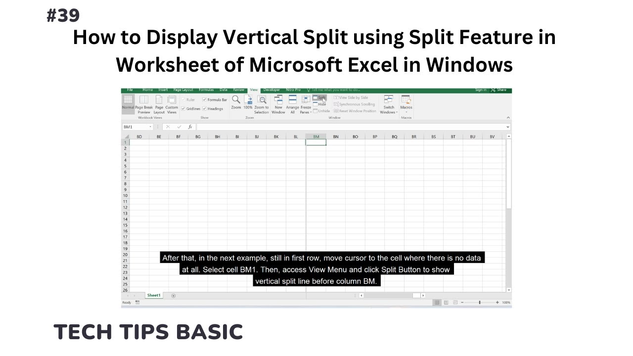 39 - How to Display Vertical Split Line in Worksheet Excel of Microsoft ...