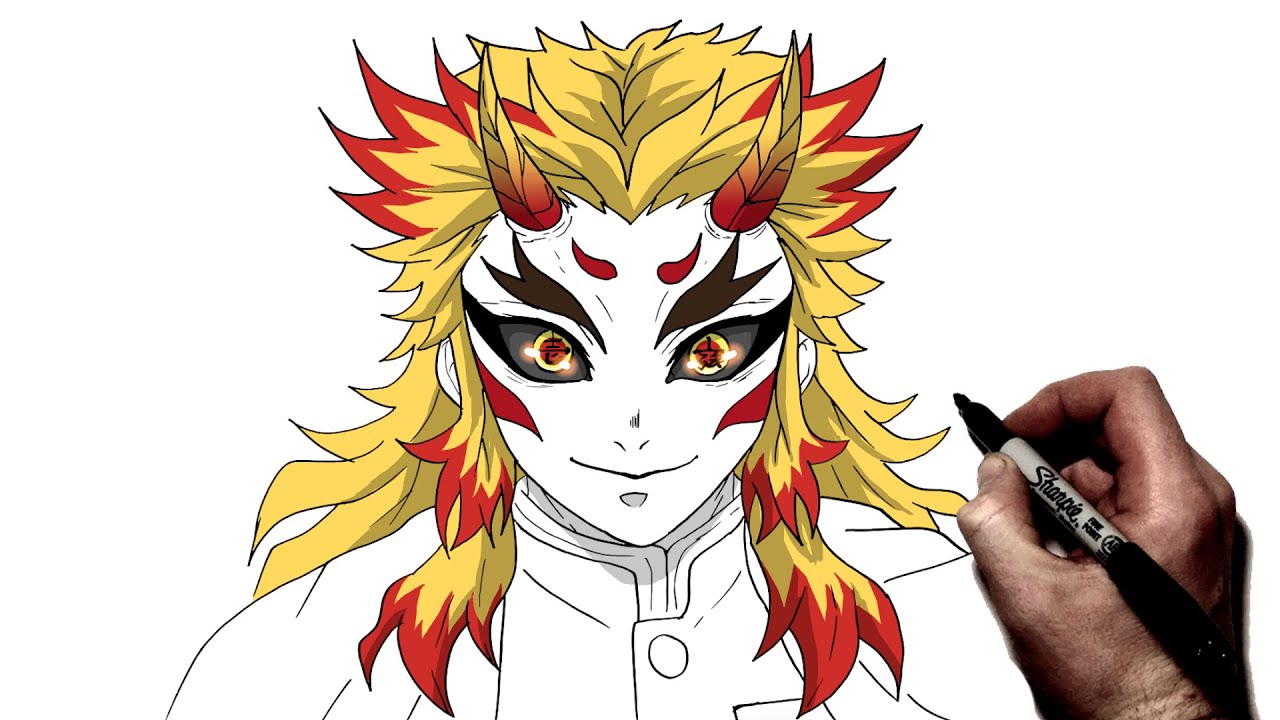 How To Draw Rengoku Demon | Step By Step | Demon Slayer - YouTube