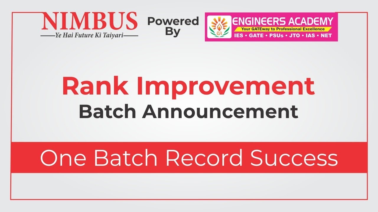 Rank Improvement Batch Announcement | One Batch Record Success | EE ...