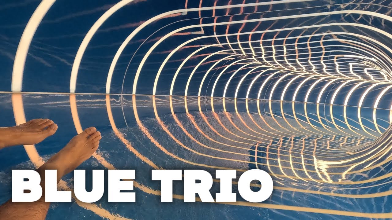 BlUE TRIO Water Slide in Water Park Aqualand Moravia, Czech Republic ...