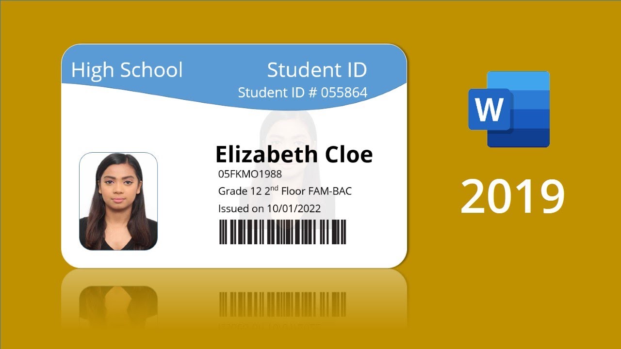 How To make ID Card Design In Microsoft Word With Barcode | Student ...