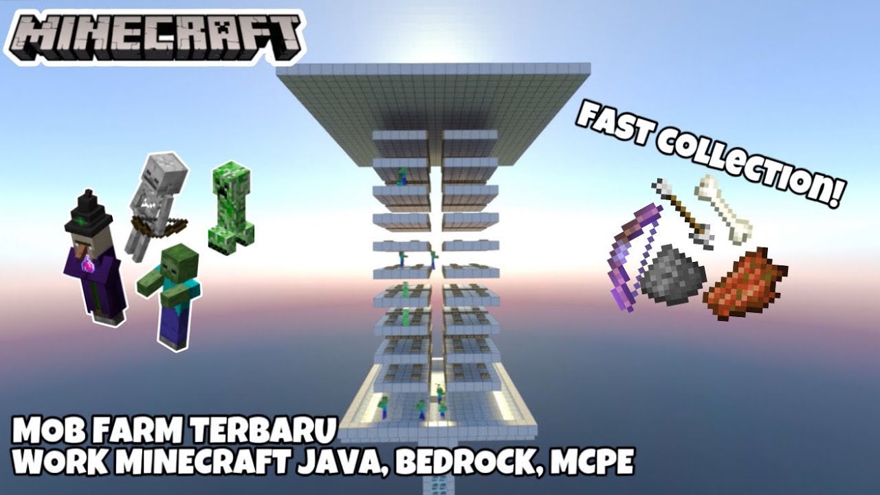 TUTORIAL MOB FARM OP! LOOT MELIMPAH EFEKTIF TANPA RIBET - MINECRAFT 1.21+ WORK (BEDROCK, MCPE ...