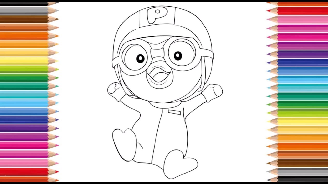 How to Color Cartoon Pororo is jumping | Cara Mewarnai Kartun Pororo ...