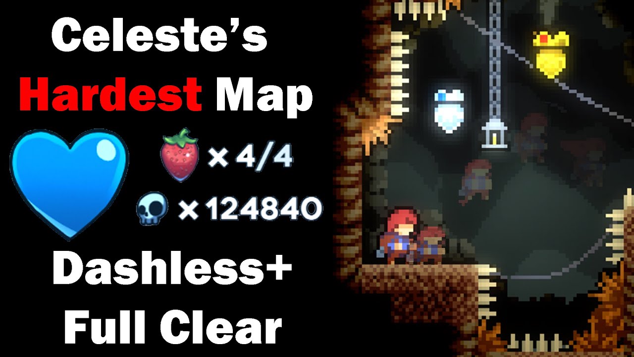 The Hardest Map In Celeste: Dashless+ Full Clear - YouTube