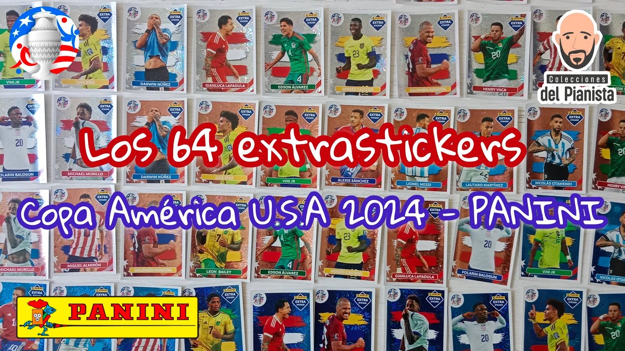 Colección completa de los 64 extrastickers Copa América U.S.A 2024 ...