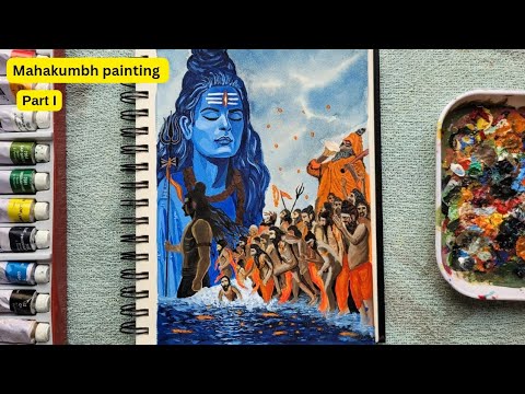 Mahakumbh snan painting Part 1| kumbh mela drawing | Kumbh mela ...