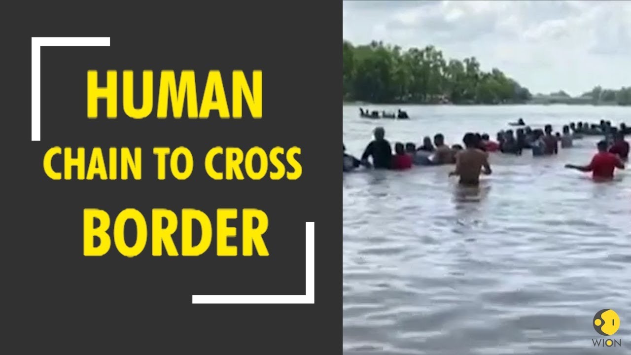 Migrants form Human Chains to cross river at Guatemala and Mexico ...