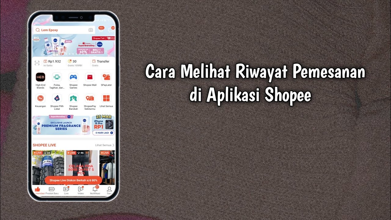 Cara Melihat Riwayat Pemesanan di Aplikasi Shopee - YouTube
