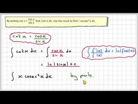 Integral of x cosec squared x - YouTube