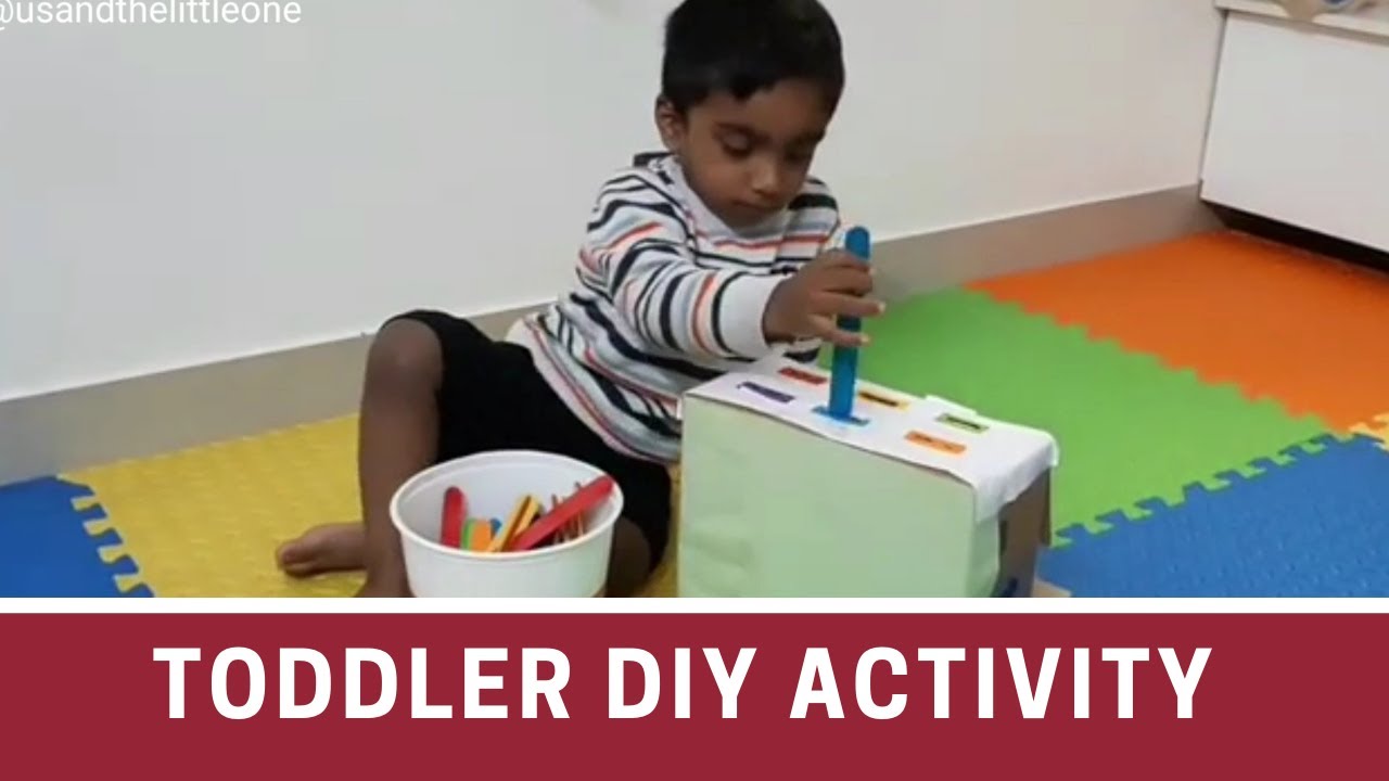 Toddler Activity - Color stick drop | Toddler DIY activity - YouTube