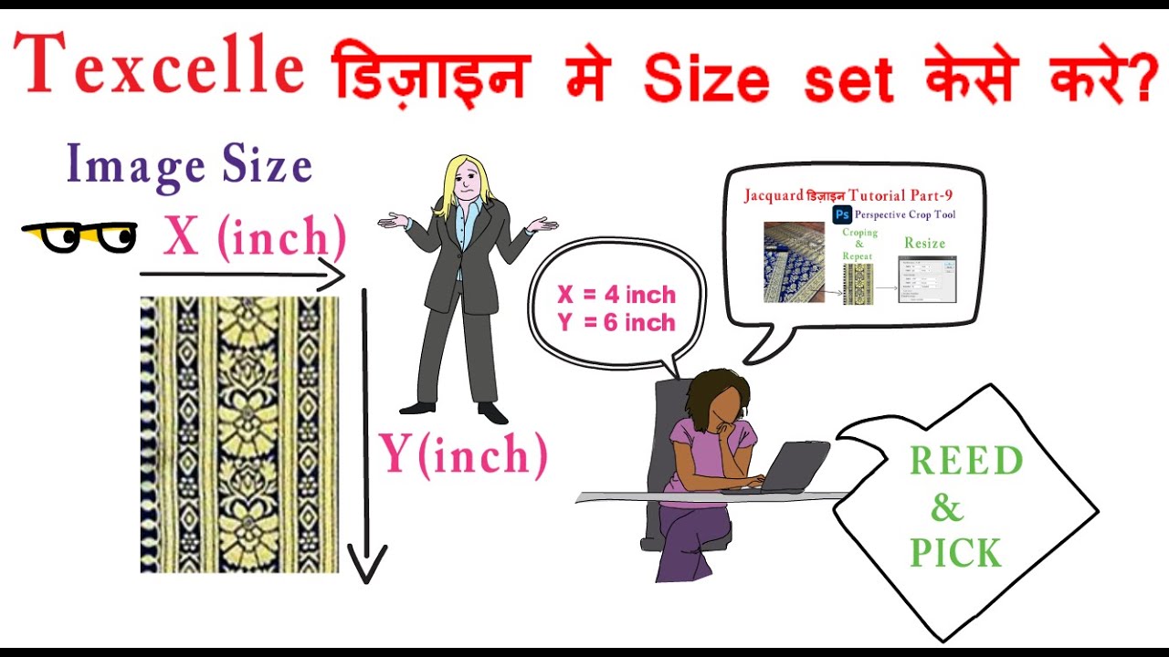 How to Set Size of Image in Texcelle With Reed & Pick|Part-10| Jacquard ...