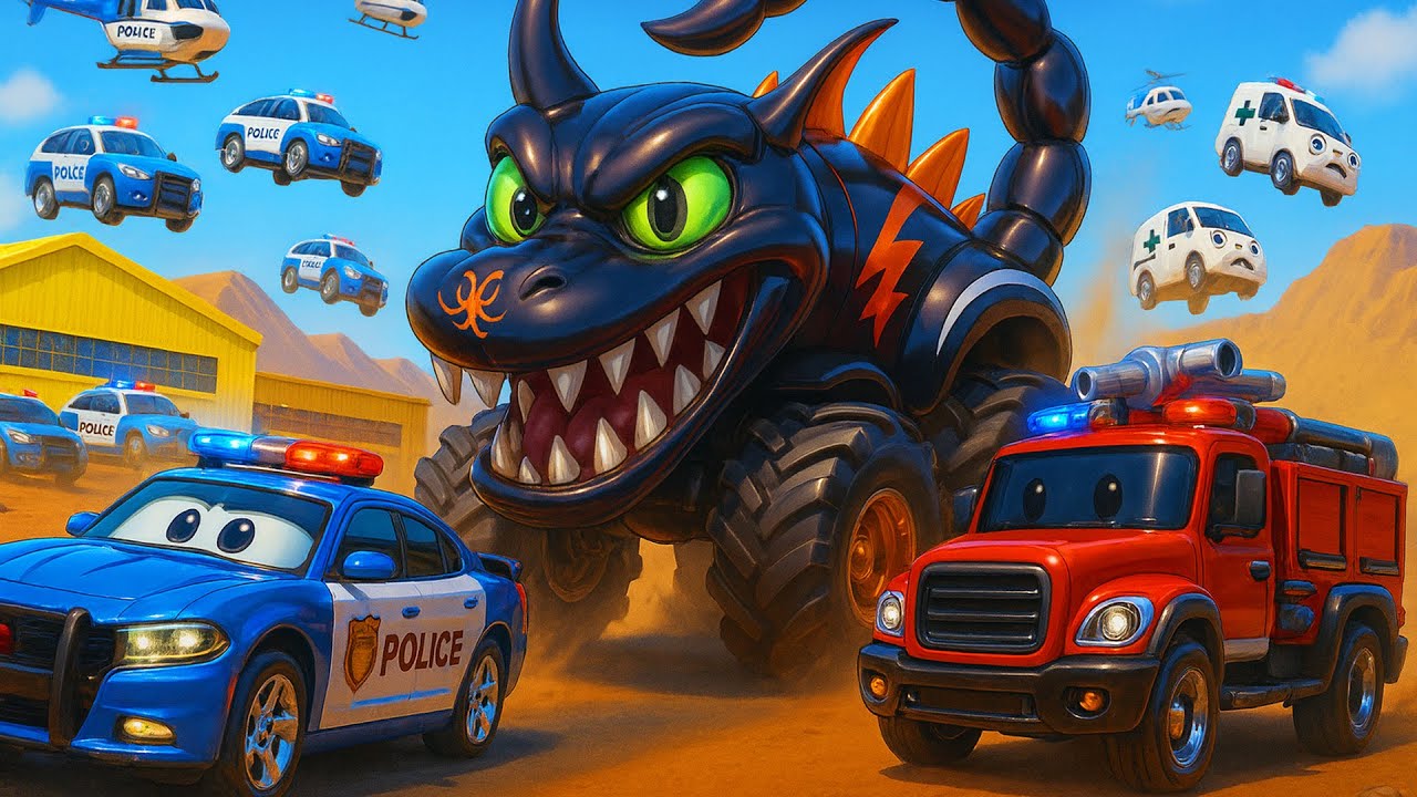 Challenging Race 😱🏁 Monster Truck vs Fire Truck | Police Car & Friends ...