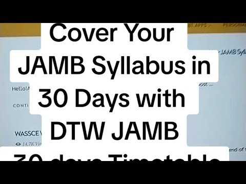 Cover Your JAMB 2025 Syllabus in 30 Days with DTW JAMB 30 days ...