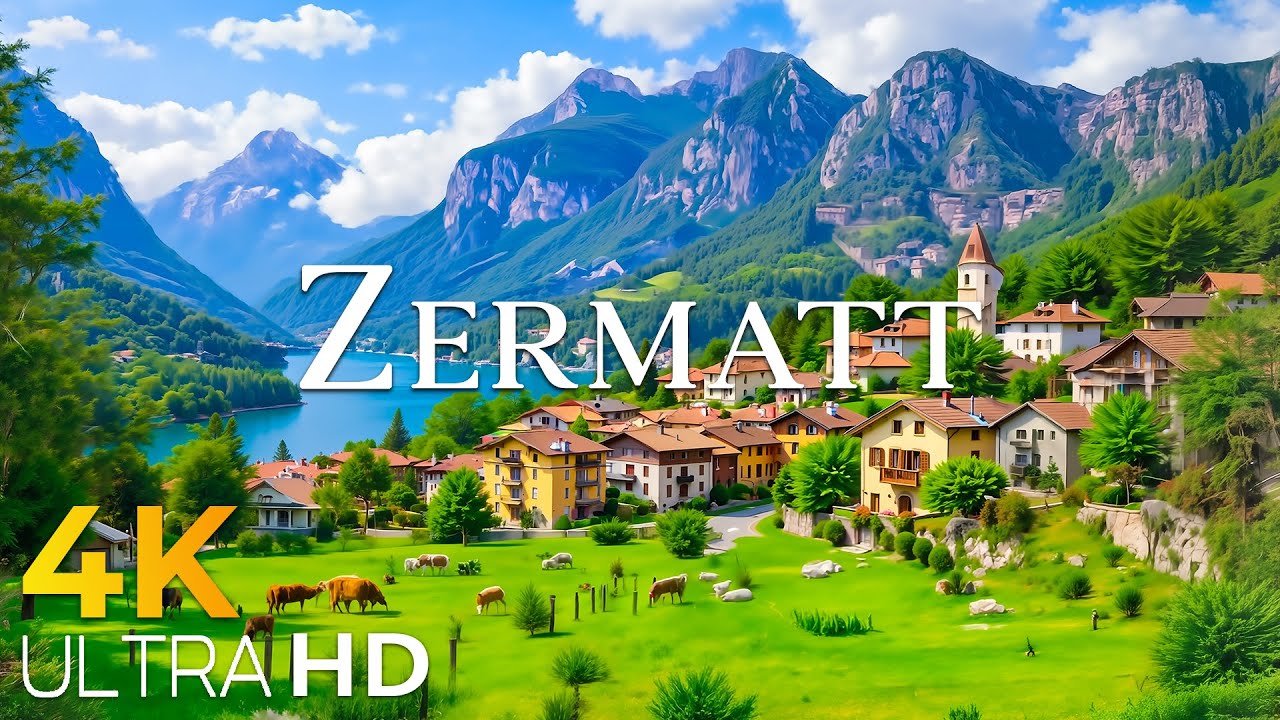 Zermatt 4K 🌿 Peaceful Alpine Village, Green Valleys & Matterhorn Views ...