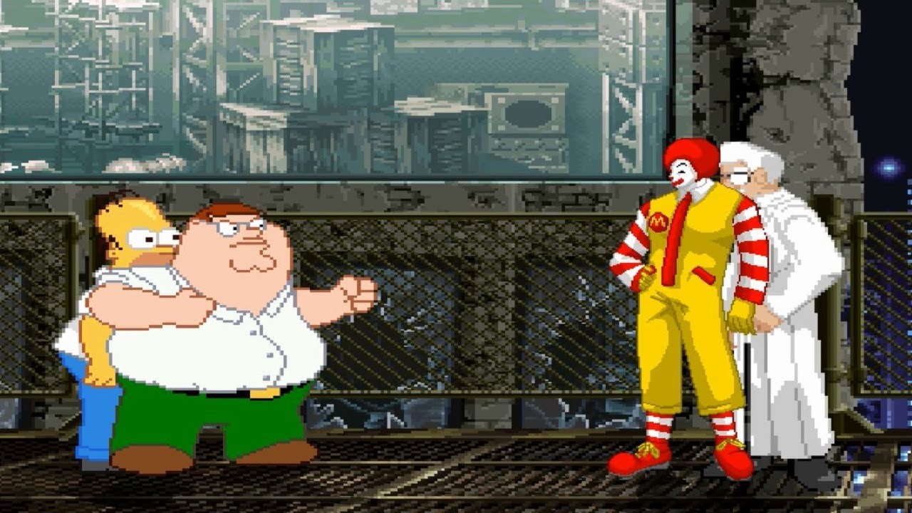 Peter Griffin and Homer Simpson vs Ronald McDonald and Colonel Sanders ...