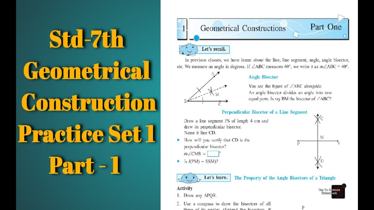 Practice Set 1| Part-1| Geomatrical Construction | Std-7 | Maths ...