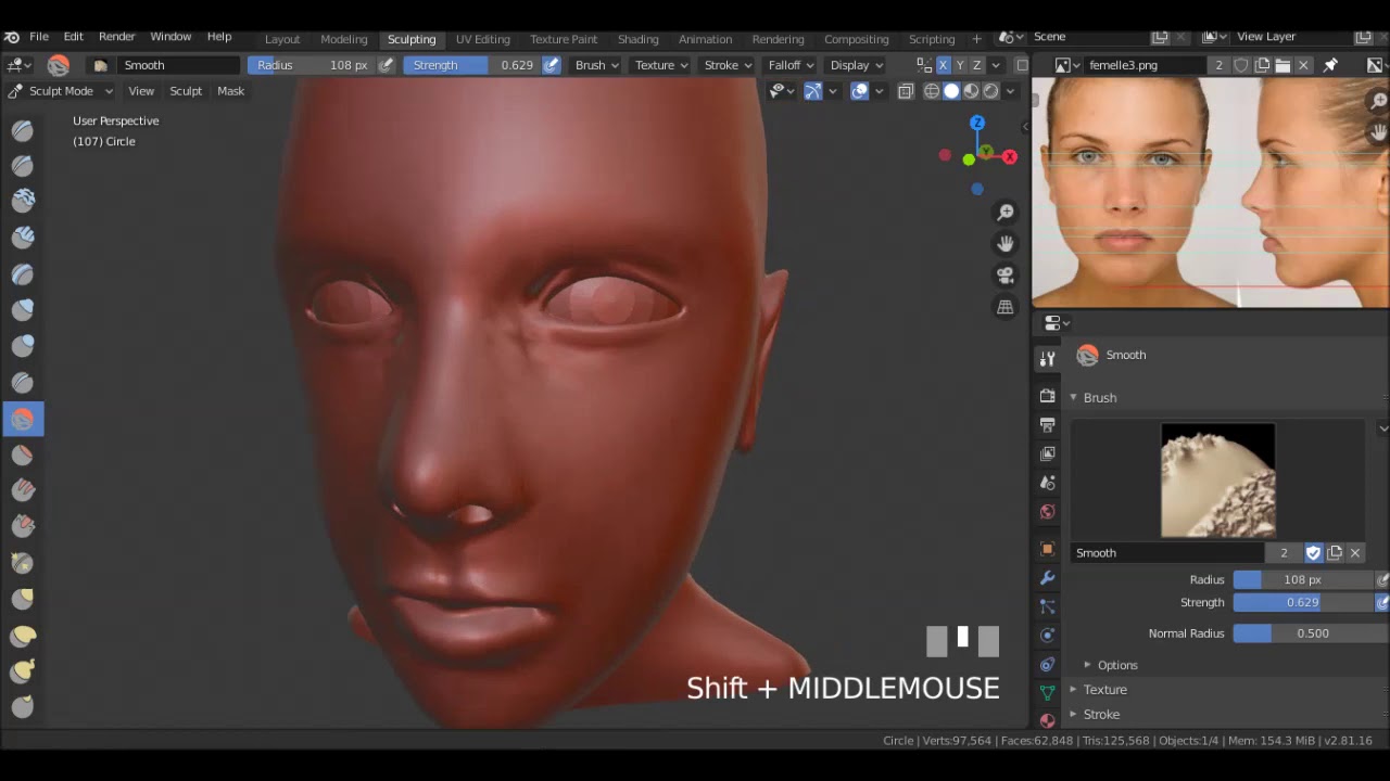 Sculpting woman face in Blender 2.81 #Part2 - YouTube