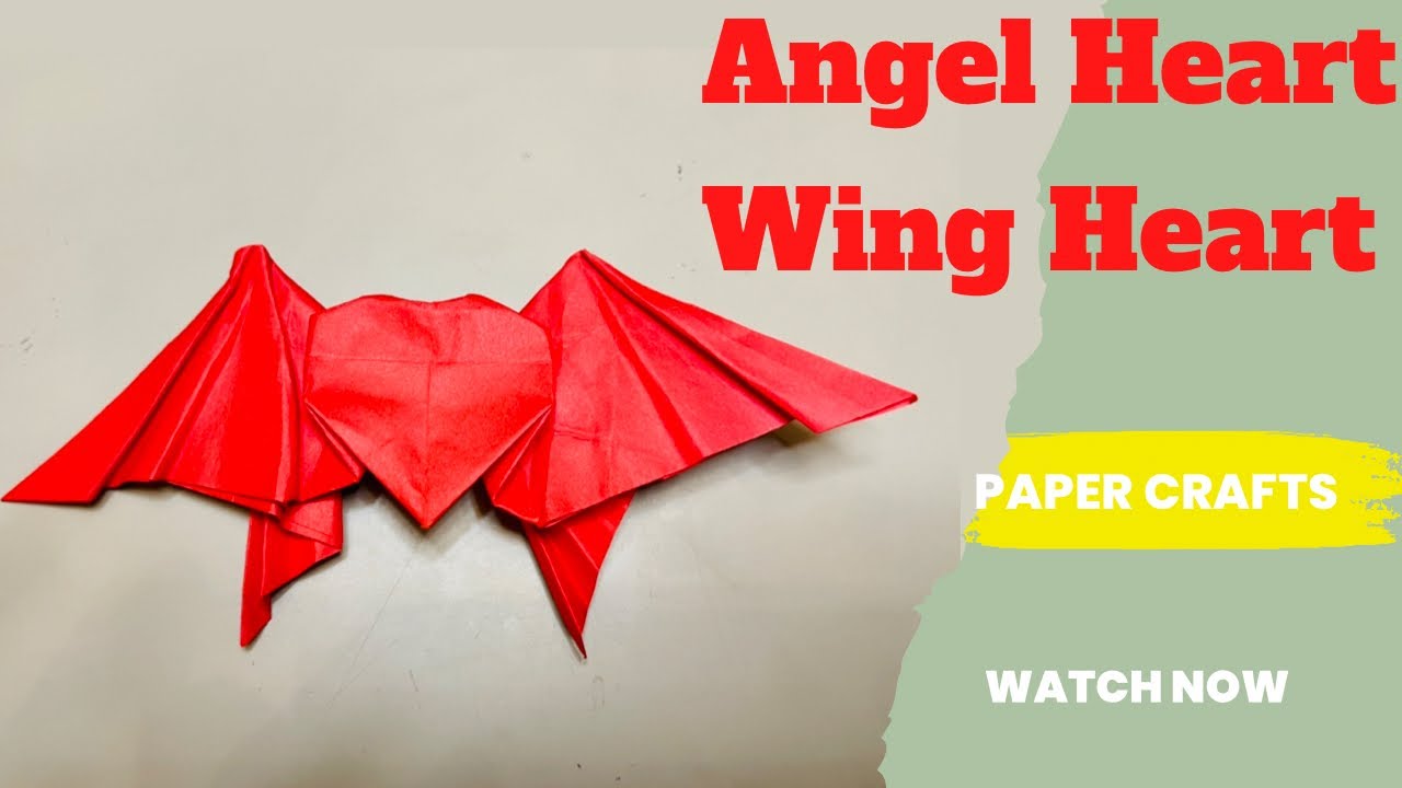 How to make paper heart with wings/origami winged heart #origami # ...