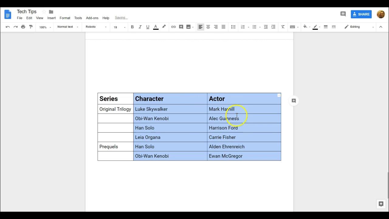 Resizing Table Columns or Rows in Google Docs - YouTube
