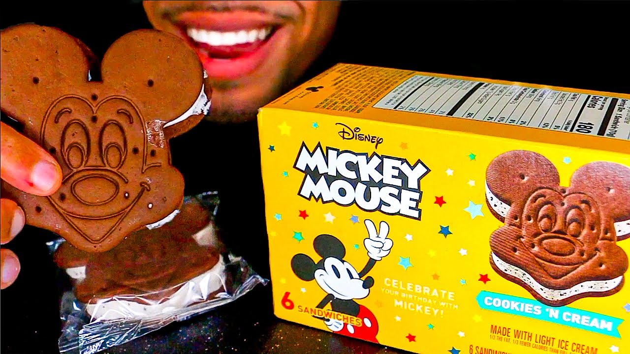 ASMR DISNEY MICKEY MOUSE ICE CREAM SANDWICH COOKIES N CREAM BIG BITES ...