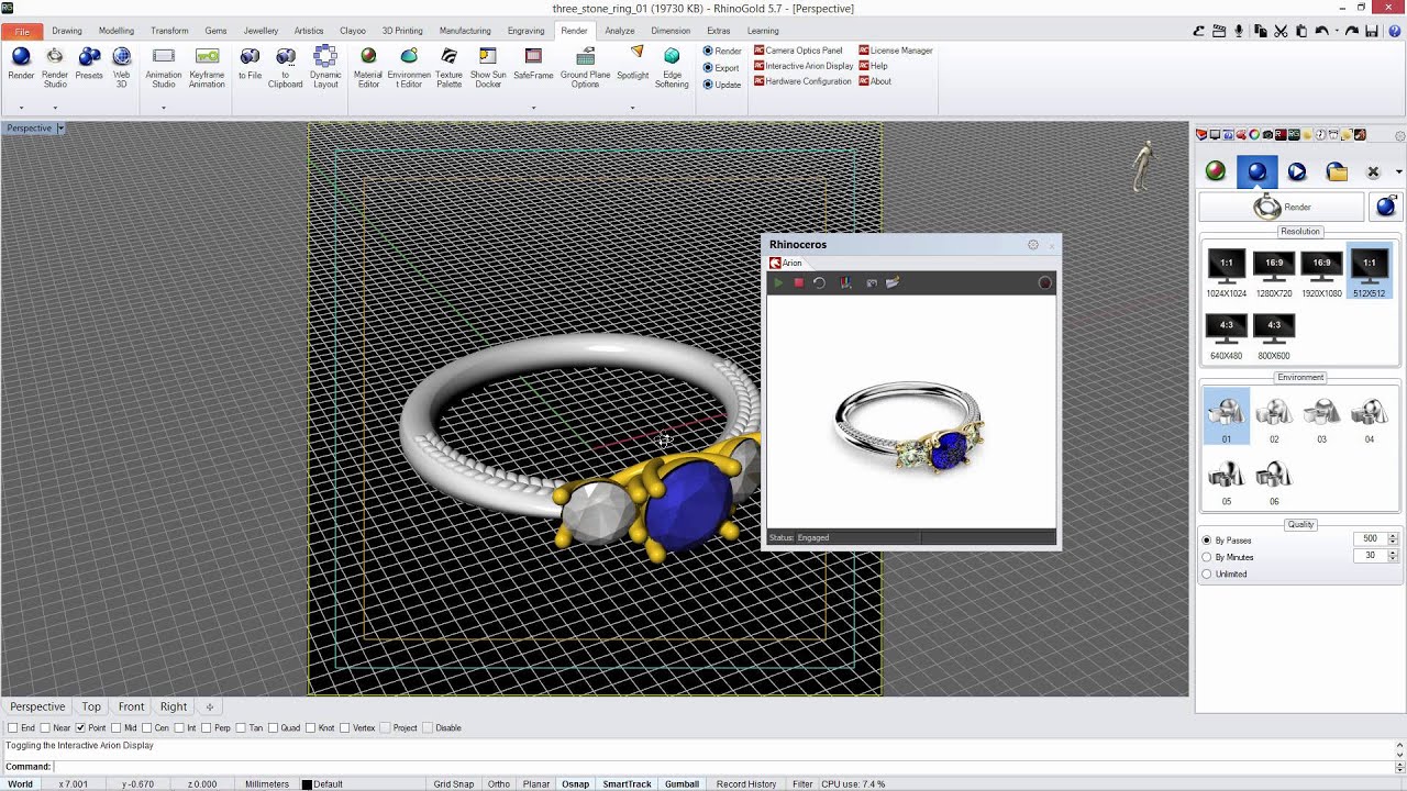 RhinoGold 5.7 - Render Studio - YouTube