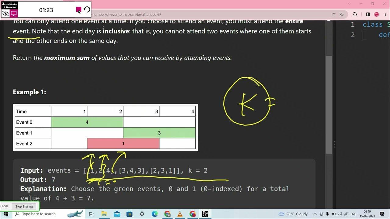 1751 Maximum Number Of Events That Can Be Attended Ii Leetcode Youtube