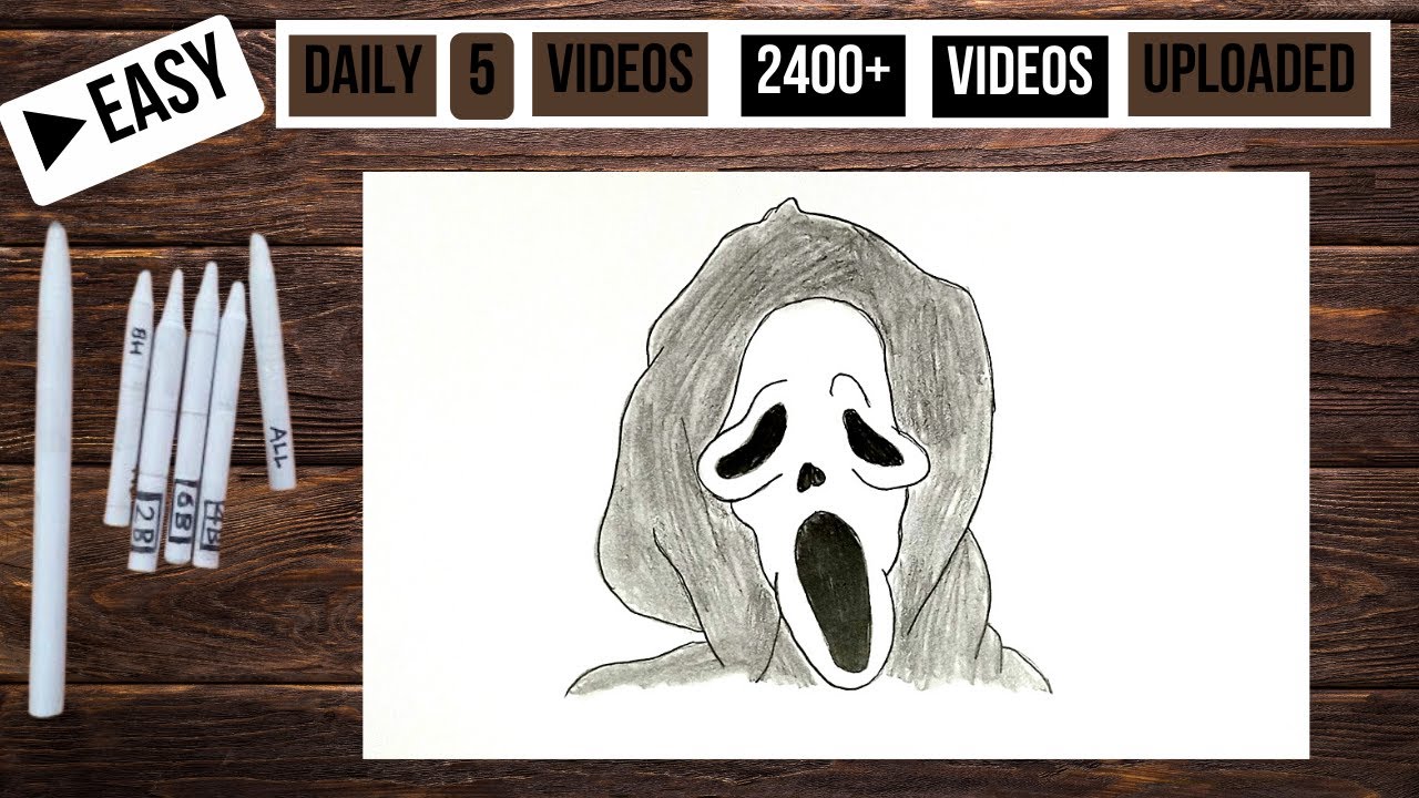 How to draw Ghost face | Ghost face pencil sketch | Ghost face easy ...