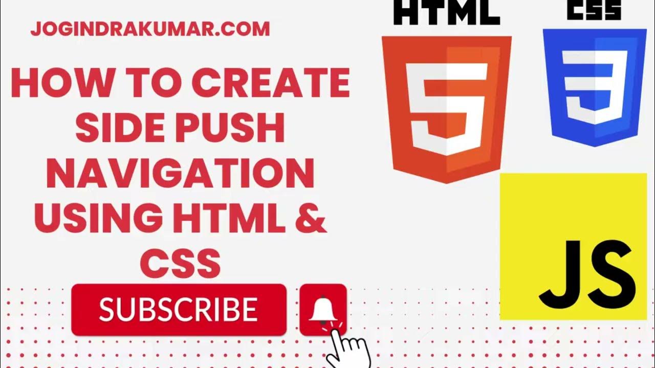 How to create side push navigation using html css and JavaScript #html #css #javascript # ...
