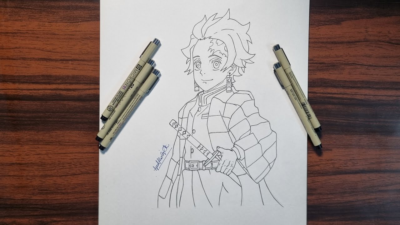 How to Draw Tanjiro Kamado from Demon Slayer || Step-by-Step Drawing ...