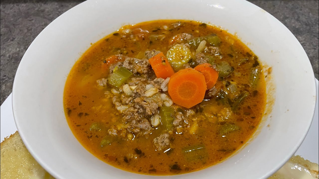 Quick Hamburger Soup. - YouTube