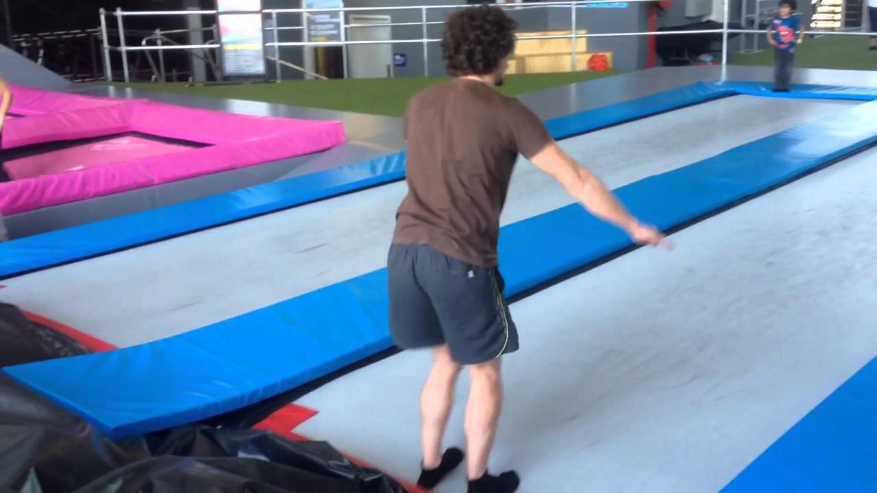 Landing backsaults on the airbag at bounce - airbag view - YouTube