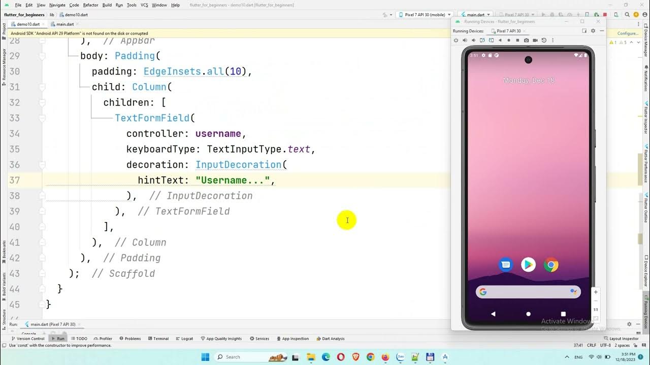 Flutter Tutorial for Beginners - Part 6 - TextFormField Widget - YouTube