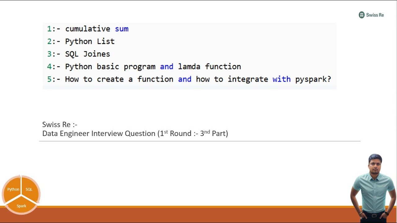 Swiss Re Data Engineer Interview Question (1st Round :- 3rd Part) - Day 34 - YouTube
