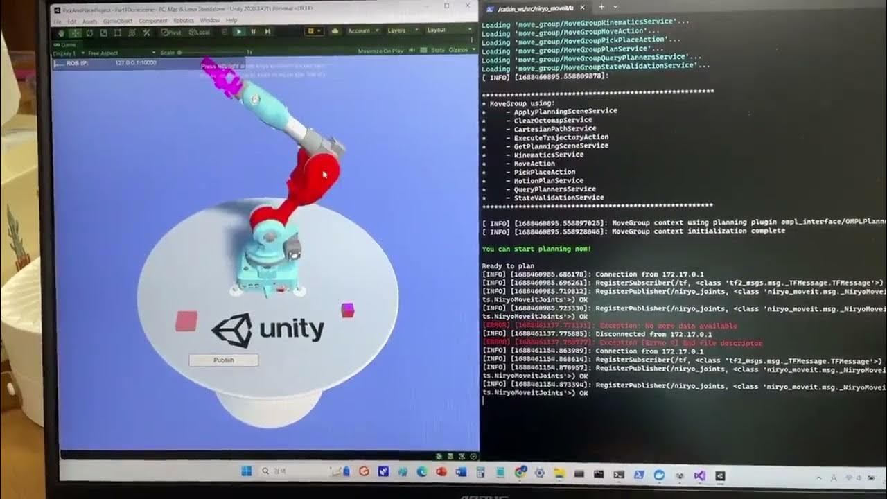 Unity-ROS pick and place terminal - YouTube