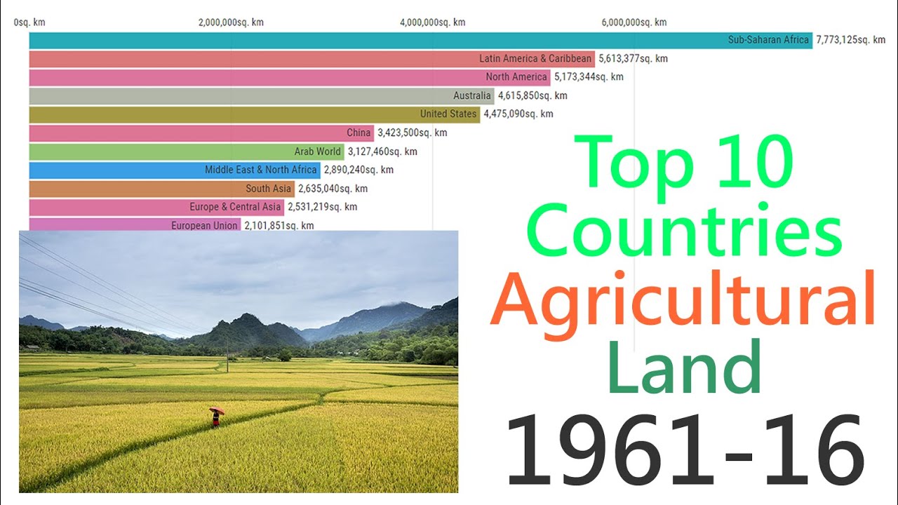 Top 20 Countries With Most Agricultural Land (1961-2016) - YouTube