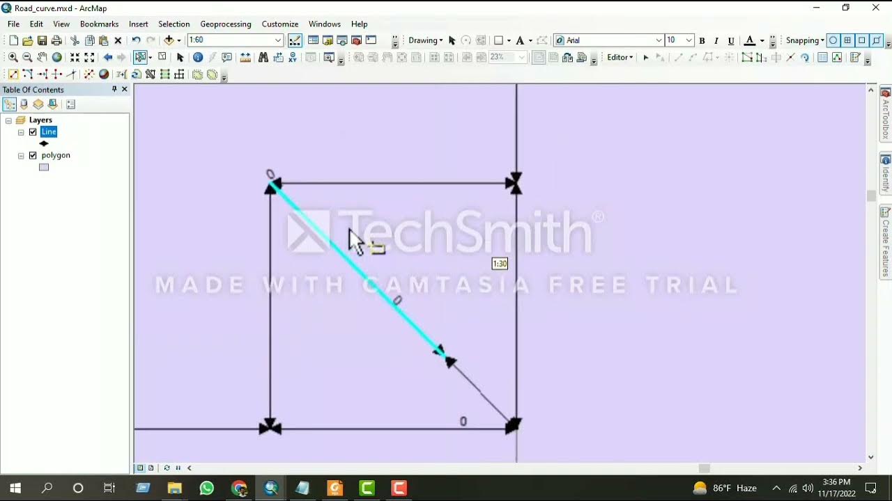 How to draw a curve line by using #ArcGIS - YouTube