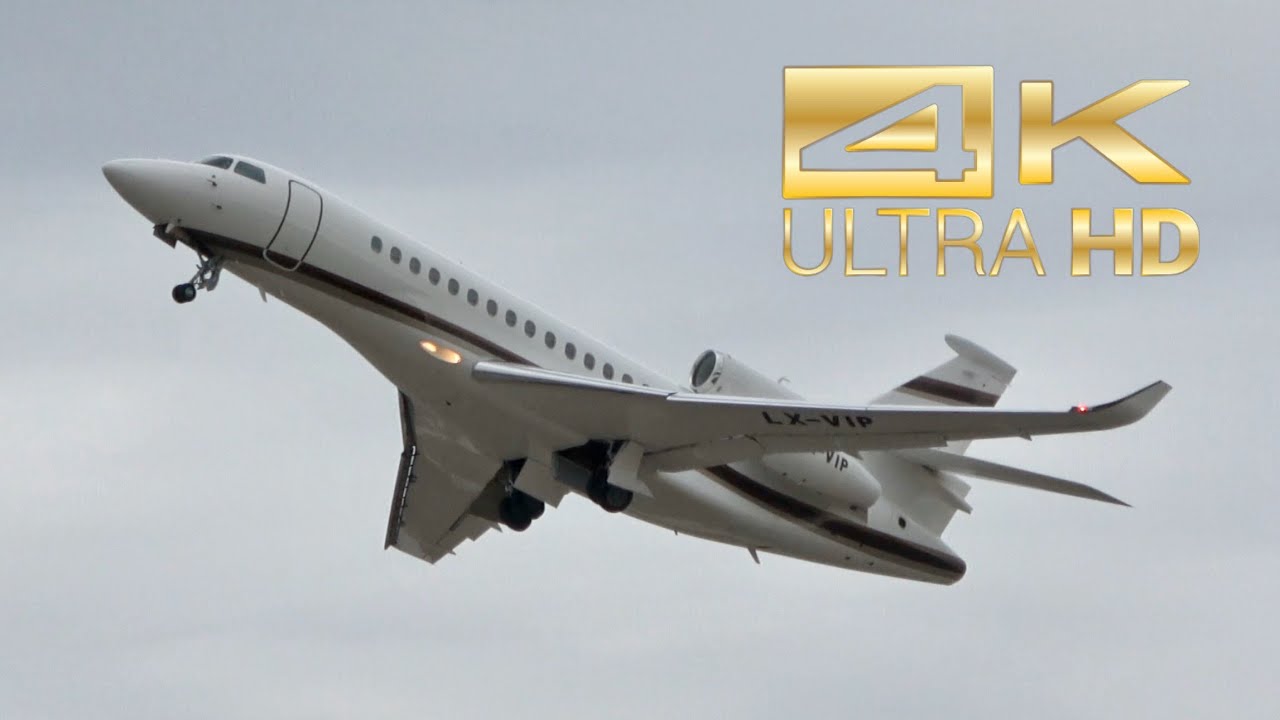 (4K) Dassault Falcon 8X from Global Jet Luxembourg LX-VIP departure at ...