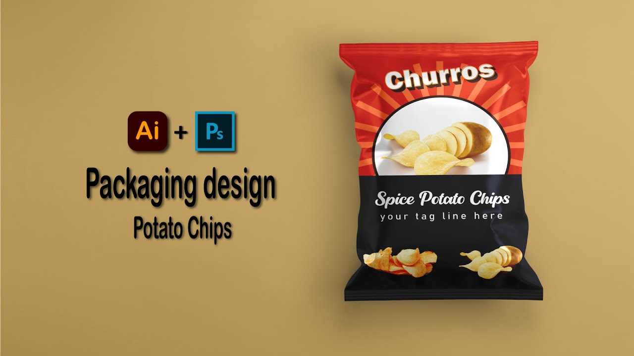 How to create a Packeging design in Adobe Illustrator? Potato Packet ...
