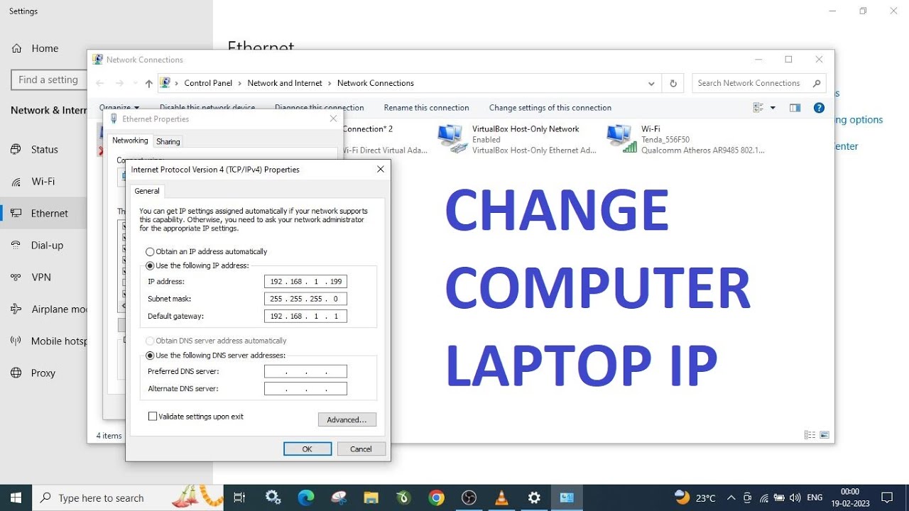 How to change Laptop Computer IP address || Change IP Settings - YouTube